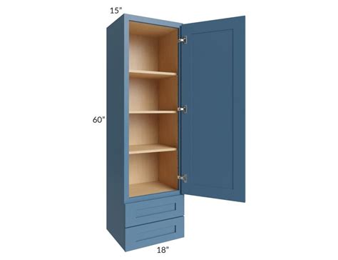 Midtown Denim Shaker 18x60x15 Wall Cabinet With Drawers