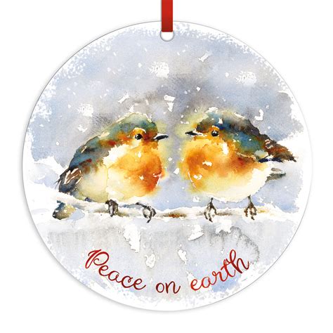 Robins Ceramic Christmas Decoration With Cork Backing