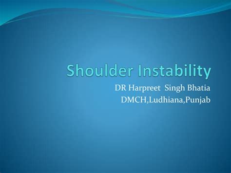 Shoulder Instability Anatomytypes Management Pptx