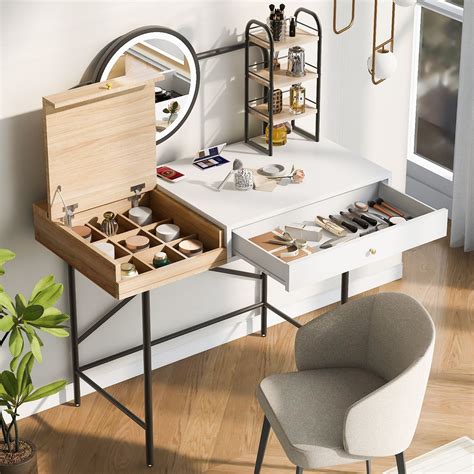 40 Inch Makeup Vanity Desk With 3 Mode Lighted Mirror And Wireless Charg