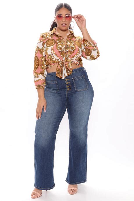 Rover Printed Button Shirt Pink Combo Fashion Nova