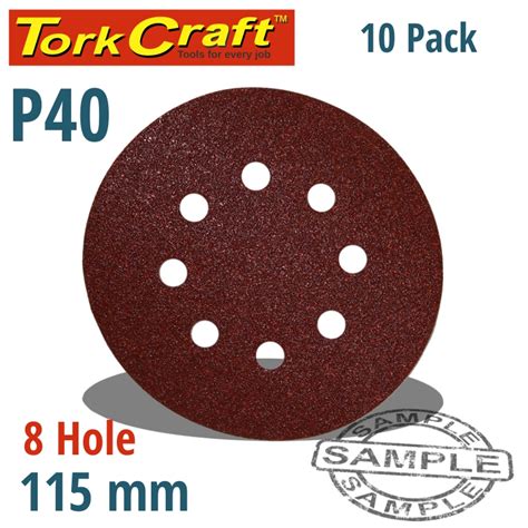 Sanding Disc 115mm 40 Grit With Holes 10pk Hook And Loop Tools And