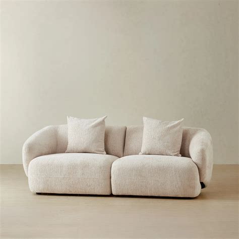Willow Powder White Chenille Fabric 2 Pieces Modular Sofa Koala Living