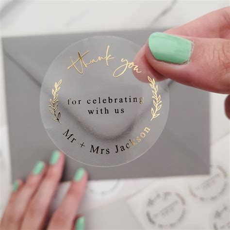 Personalized Thank You Wedding Stickers Modern Gold Foil Favor Labels