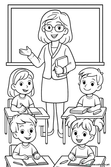 Dibujo Para Colorear Para La Maestra Y Los Alumnos Descargar O Imprimir