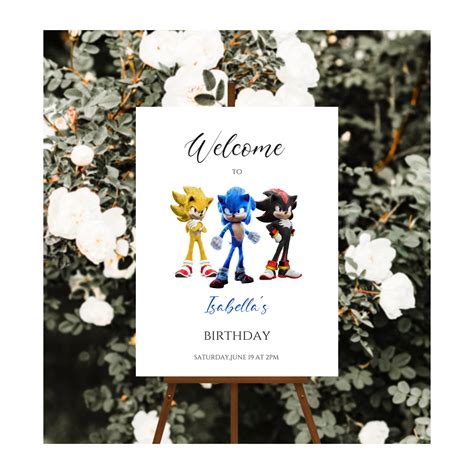 Sonic Welcome Sign Birthday Party Sign Birthday Party Decor Sonic Birthday Editable Digital