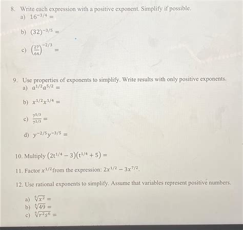 Solved Write Each Expression With A Positive Exponent