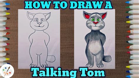 How To Draw Talking Tom🎨 Step By Step Dada Art Official Youtube