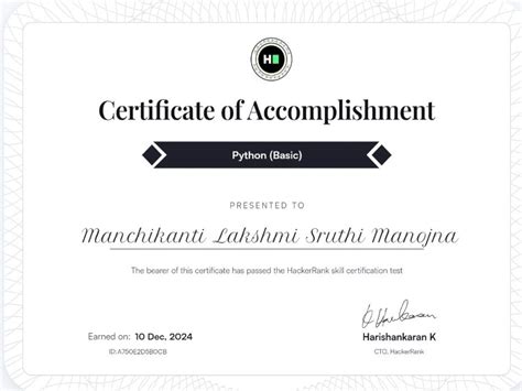 Lakshmisruthimanojna Manchikanti On Linkedin Python Certification