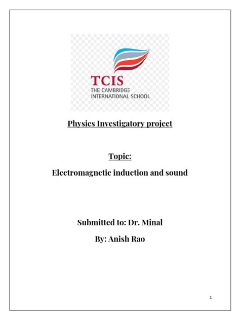 Project On Electromagnetic Induction For Class 12th Physics Pdf
