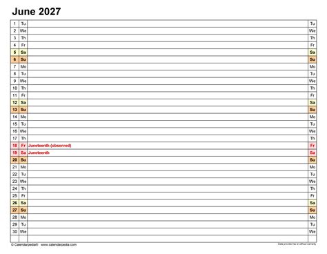 June 2027 Calendar 12 Free Printable Pdf Templates