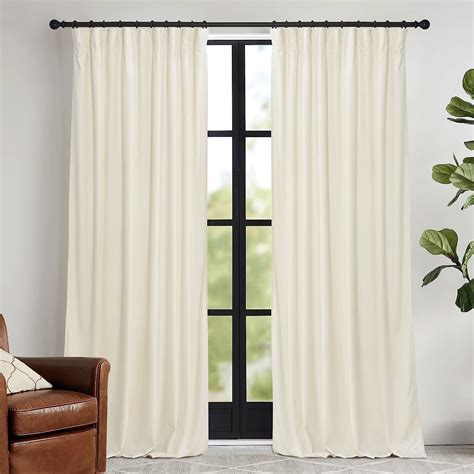 Ryb Home Cream Velvet Curtains 84 Inch Light Dimming White