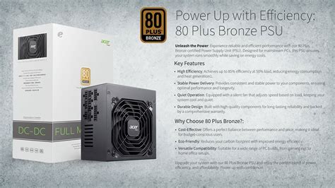 Acer Gadget Ac750 Black 80 Plus Bronze Full Moduar Power Supply Unit