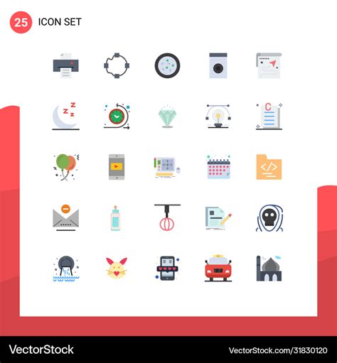 Pictogram Set Simple Flat Colors Night Vector Image