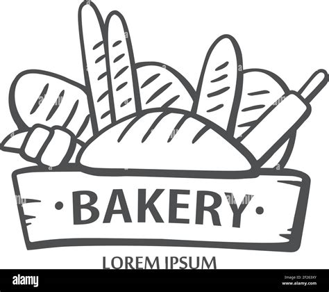 Bakery Logo Hand Drawn Vector Illustration Of Bread Bread Logo Stock