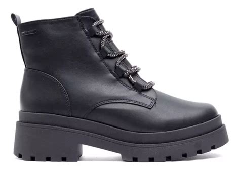 Coturno Feminino Dakota Tratorado Cadarço Com Brilho Preto Frete Grátis