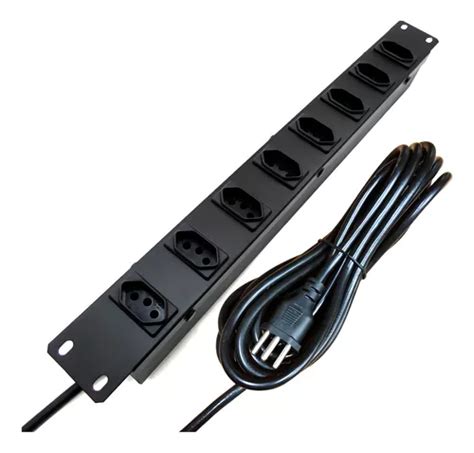 Régua De Rack 19 Pol 8 Tomadas 20a E 10a Com Cabo 3 Metros Cor Preto Mercadolivre