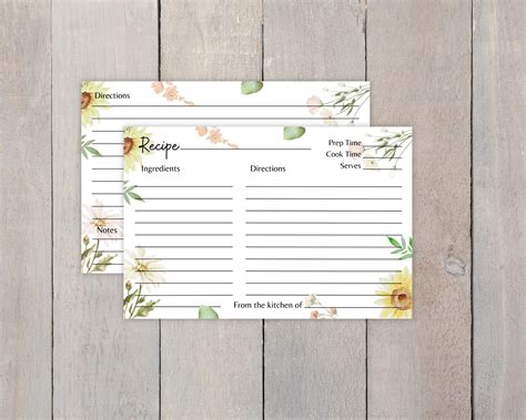 Recipe Divider Tabs 4 X 6 Recipe Card Dividers Recipe Card And