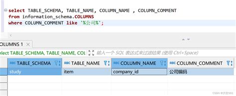 Mysql通过 表名、列名、字段名、注释 找到所在库 或者所在表根据字段名找所属表 Csdn博客