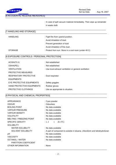 Material Safety Data Sheet Samsung