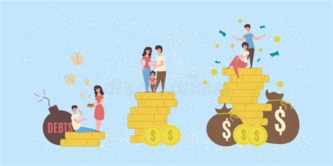 Poverty Flat Colored Composition Stock Vector Illustration Of Unhappy