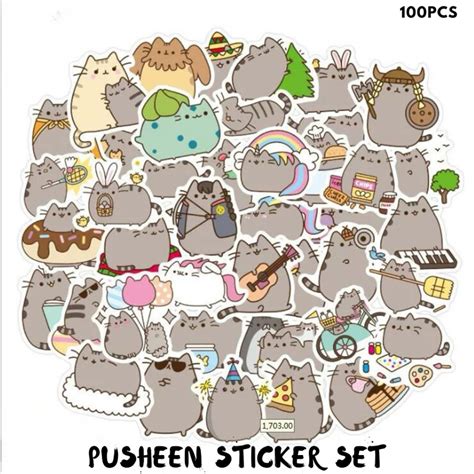 Pusheen Sticker Set 100pcs Shopee Singapore