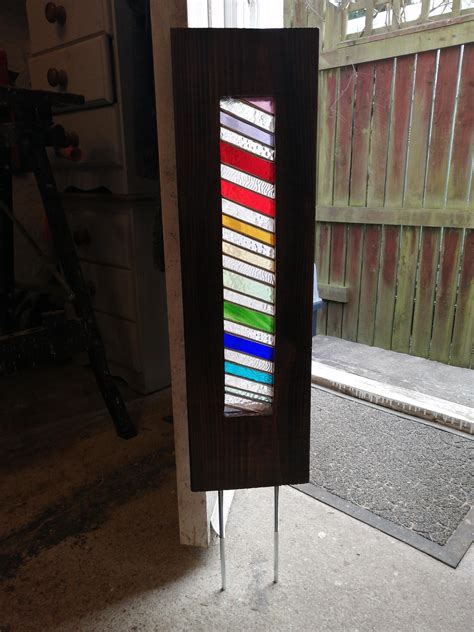 Stained Glass Reclaimed Wood Art Garden Sculpture Etsy Uk