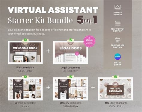 Virtual Assistant Template Bundle Social Media Legal Docs Welcome
