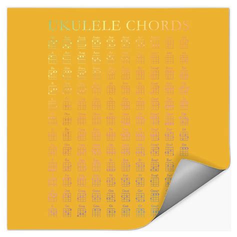 Ukulele Rainbow Chords Chart Gcea Tuning Uke Notes Stickers Sold By