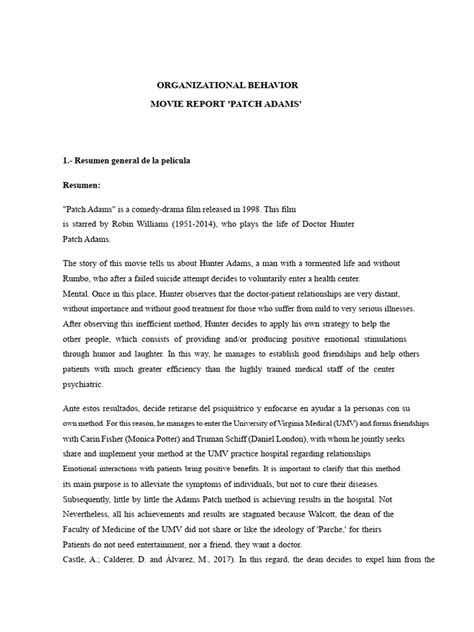 Movie Report Patch Adams Pdf Psychiatry Humour