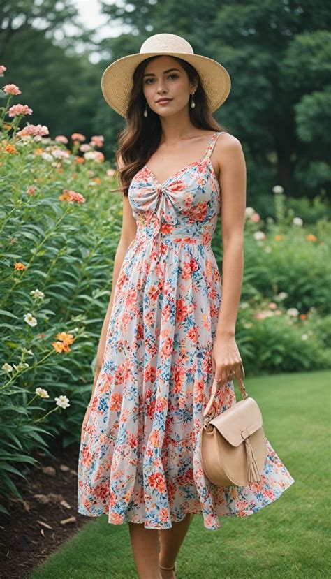 Garden Party Floral Summer Dress Sundress With Floral Print For