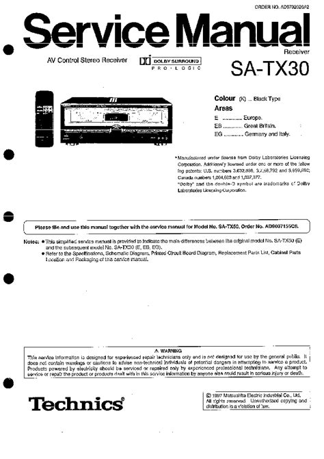 Technics Sa Tx30 Service Manual Download Schematics Eeprom Repair