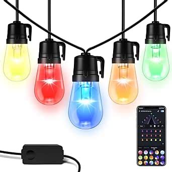 Smart Rgb Outdoor String Lights Asahom 48ft Shatterproof Multicolored
