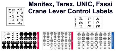 Replacement Control Labels For Manitex Terex Unic Fassi Crane Levers