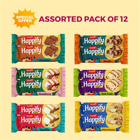 Raajali Assorted Happify Sliced Cakes 50g Per Pack Pack Of 12