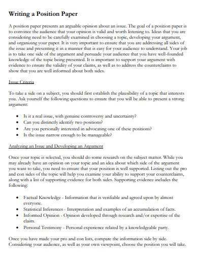 29 Position Paper Examples In Pdf Examples