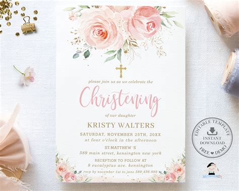 Printable Invitations Christening