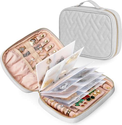 Becko Us Travel Jewelry Organizer Case Jewelry Storage Bag With Clear Zipper