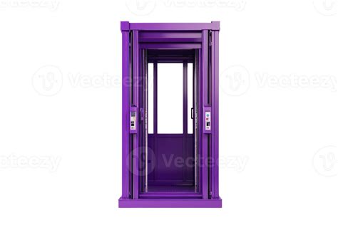 Modern Purple Phone Booth With Sleek Design And Glass Panels Isolated