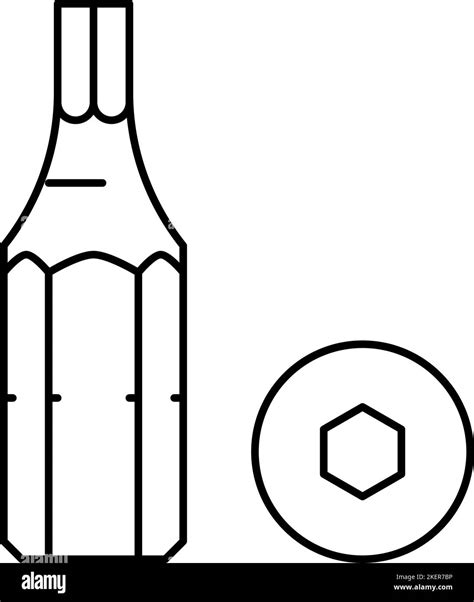 Allen Wrench Screwdriver Bit Line Icon Vector Illustration Stock Vector