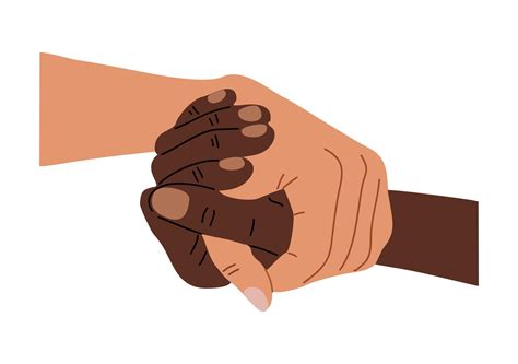 Two Hands Clasping Together One Black And One White Concept Of Unity