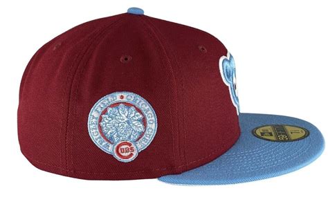 New Era Chicago Cubs Burgundy Sky Blue Wrigley Field Patch 59fifty Fit