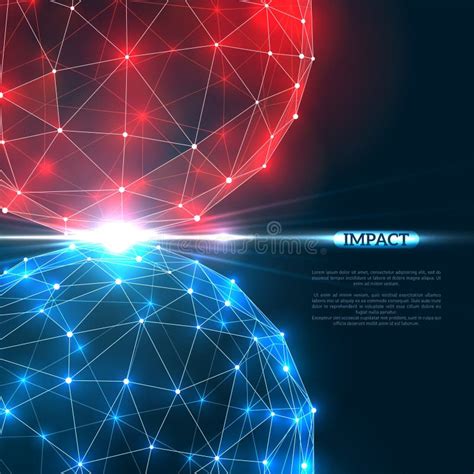 Two Particles Collision With Red And Blue Light Stock Vector Illustration Of Nuclear