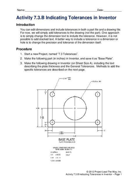 Fillable Online Inventor Tolerances For An Inspection Drawing