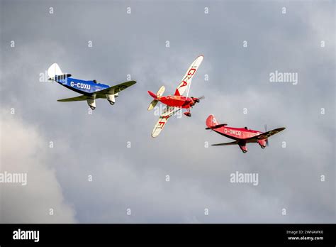 Comper Swift And 2 Chilton D W 1a Airborne At The Race Day Airshow Held At Shuttleworth On The