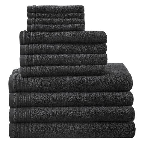 510 Design Big Bundle 12 Piece Black 100 Cotton Bath Towel Set 5ds73