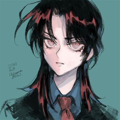Safebooru 1boy Artist Name Blue Background Brown Eyes Brown Hair
