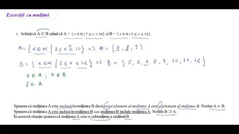 Exercitii Cu Multimi Ex 1 Arătați Că Multimea A Este Inclusa In