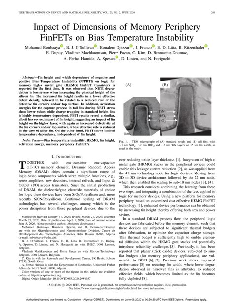Pdf Impact Of Dimensions Of Memory Periphery Finfets On Bias