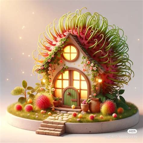 Rumah Mini Berkebun Dengan Tangga Rumah Buah Ilustrasi Rumah Taman